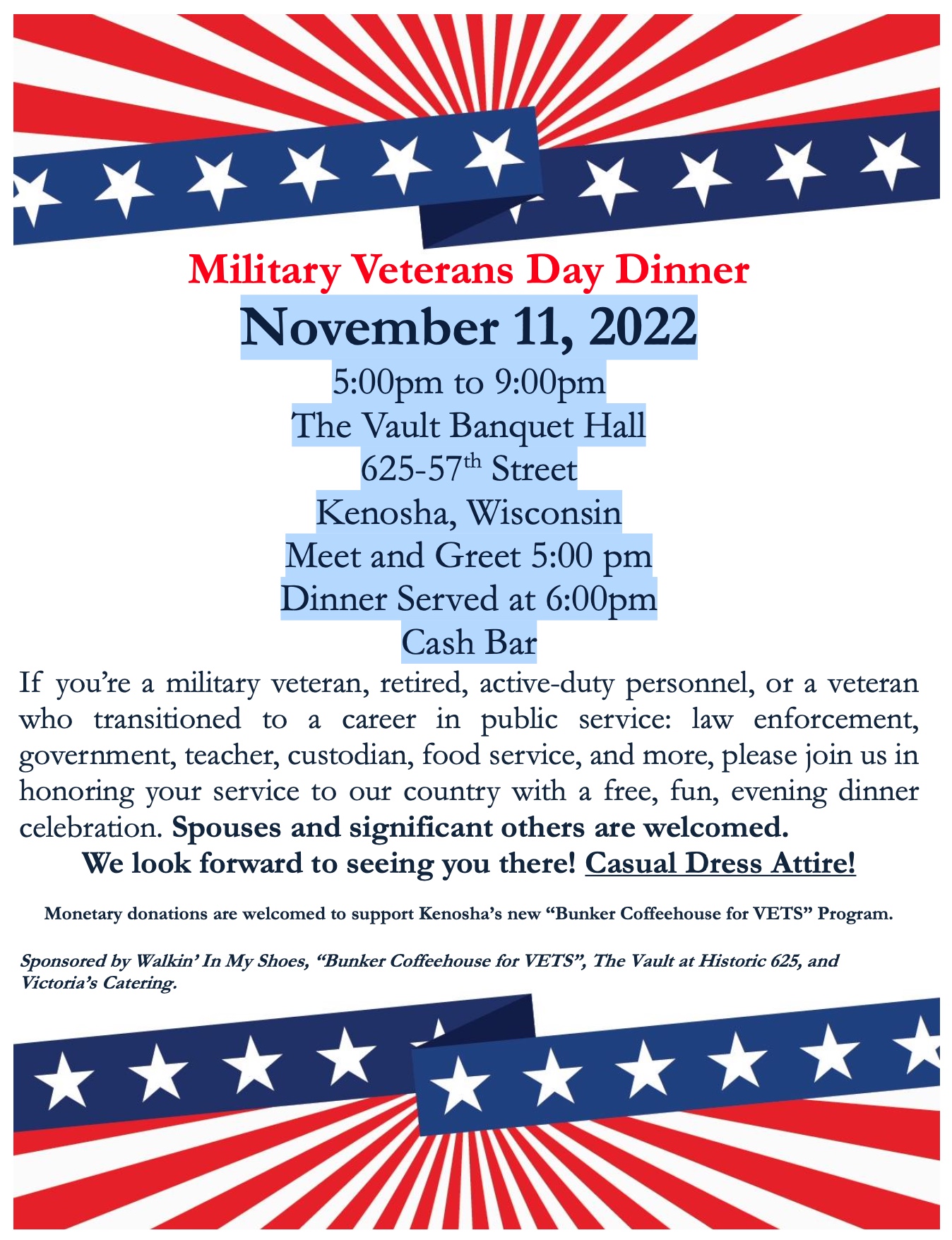 Military Veterans Day Dinner – The Bunker's Coffee House for Vets